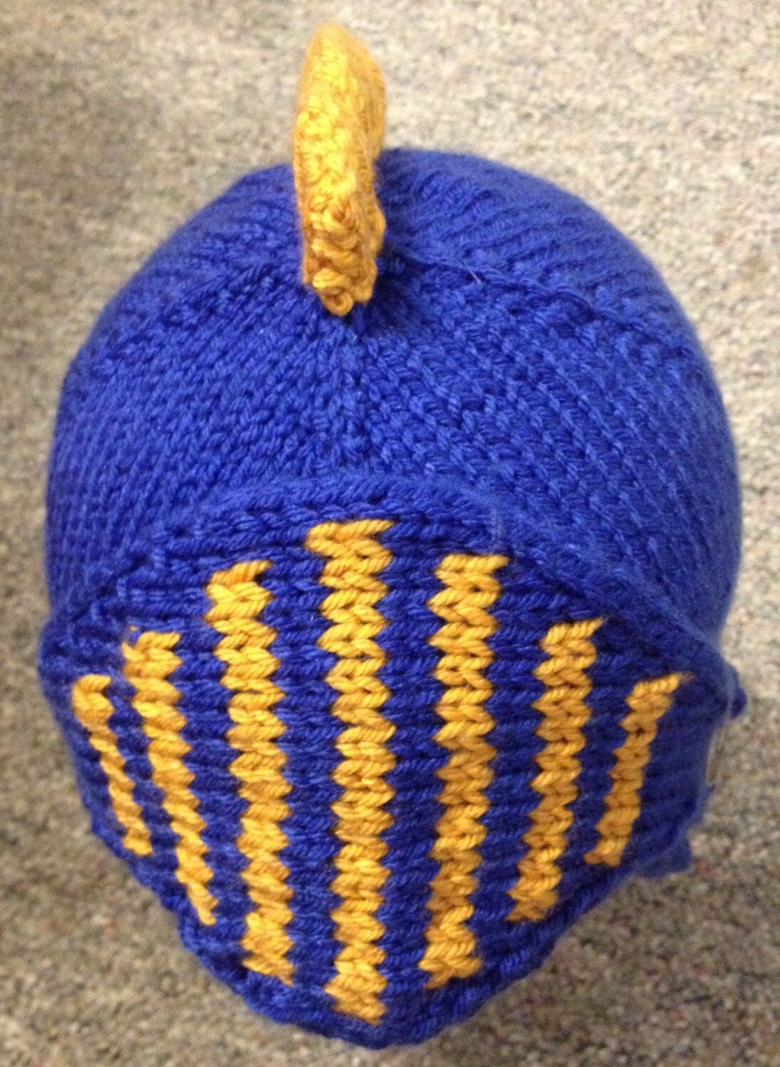 Gladiator or Trojan knit hat with removable front shield.