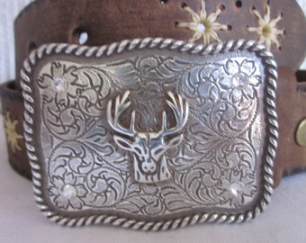 Country Girl Bling Buck Deer Head Big Rack floral etched antiqued ...