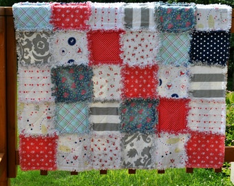 Popular items for patchwork rag quilt on Etsy