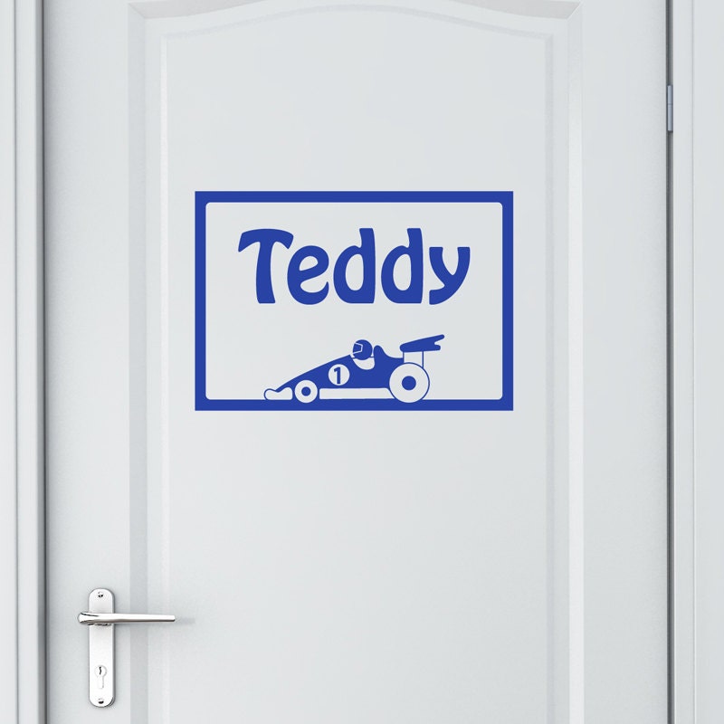 Racing Car Door Sticker Sign Personalised Vinyl Decal