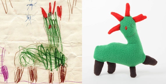 Custom stuffed toy made from drawing
