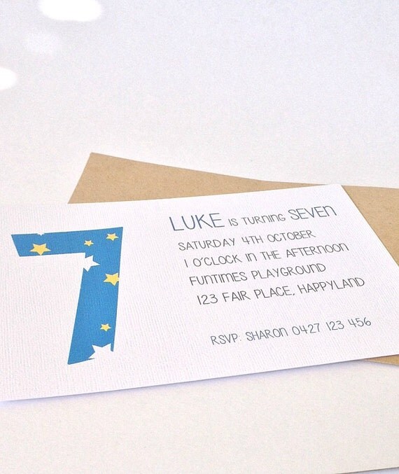 Items similar to Boys 7th birthday party invite - stars themed party ...
