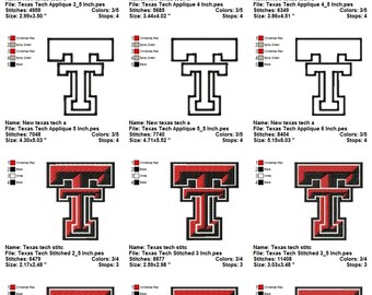 Texas Tech Logo Sports Embroidery Designs Pack Stitched and Applique