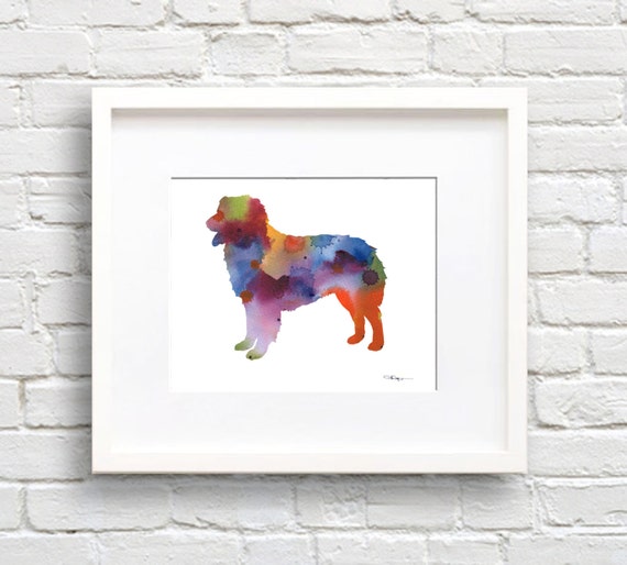 Australian Shepherd Art Print Abstract Watercolor Painting