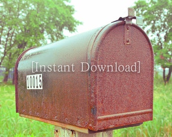 Rustic Mailbox photography, Urban Chic Home Decor, Pastel Rust shabby ...