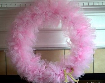 Spring Wreath, Tulle Wreath, Tutu Wreath, Pink Wreath, Party Wreath ...