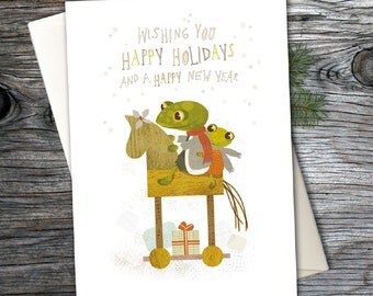 Frog christmas cards | Etsy