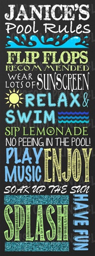 Pool sign custom outdoor chalkboard style by CustomPrintablesNY