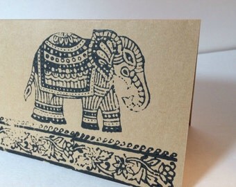 Popular items for block print elephant on Etsy
