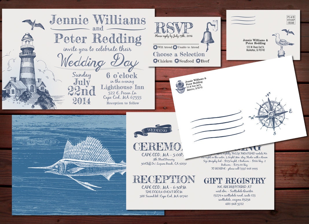 Cape Cod Wedding Invitations – OnePaperHeart – Stationary & Invitations