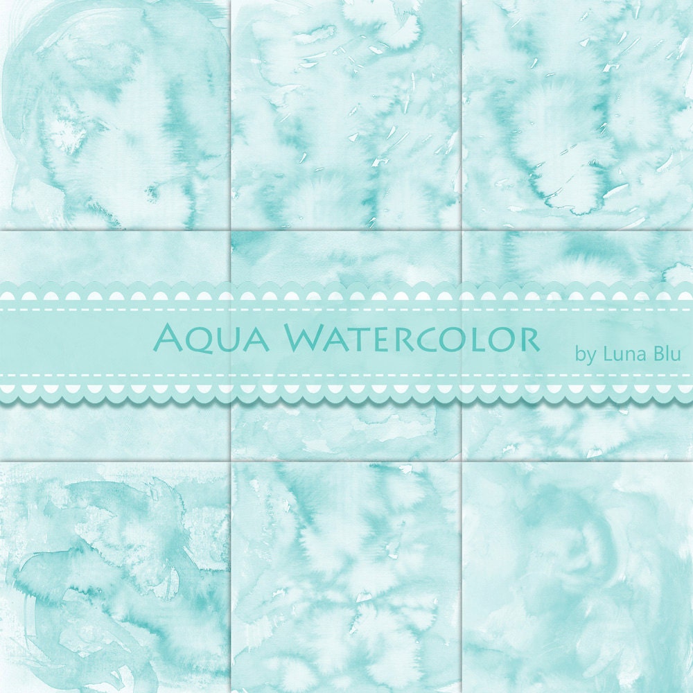 New Item added to my shop:Aqua Digital Paper: “Aqua Watercolor” pastel ...