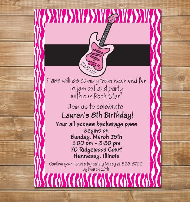 Rock And Roll Party Invitations