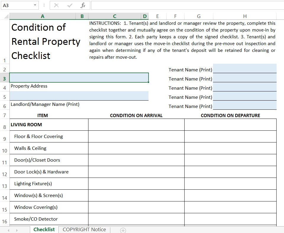 Printable Rental Walkthrough Checklist Printable Rental Walkthrough Checklist