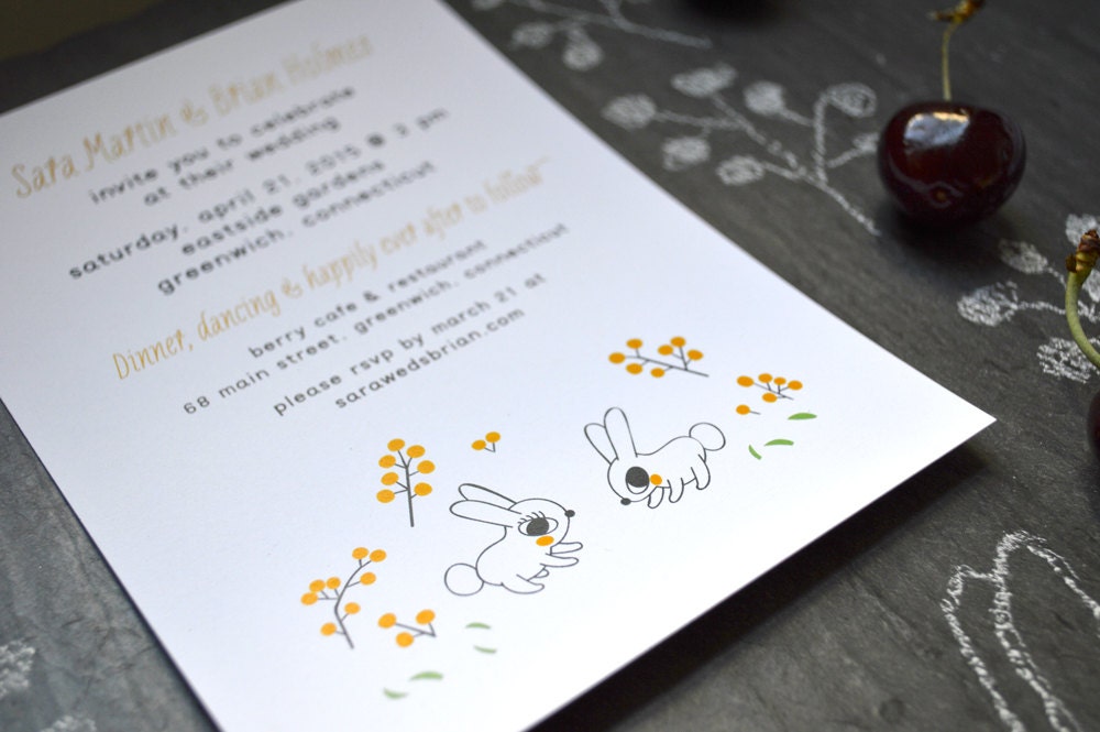 Happy Rabbits Wedding Invitations – Recycled Paper – 50 Cards ...