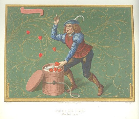 Hearts JESTER MAGICIAN Valentine's Day Medieval and