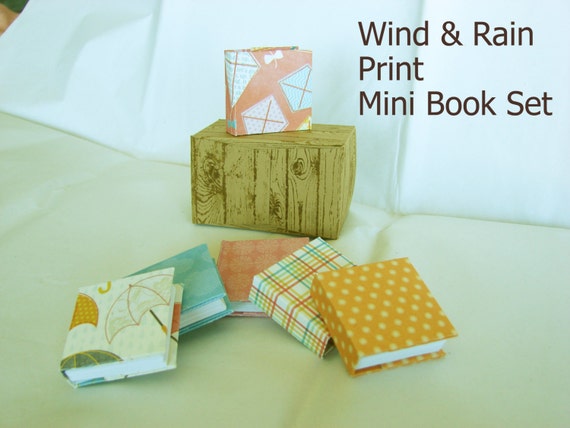 Items similar to Wind and Rain Print Mini Book Set with Crate on Etsy