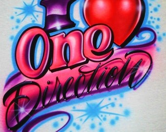 Airbrush T Shirt with I Heart One Direction, Airbrush One Direction ...