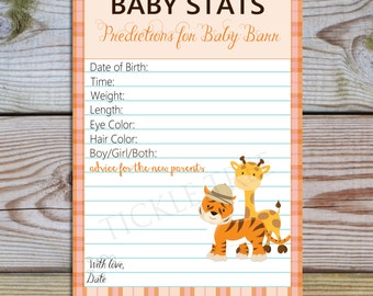 PRINTABLE - Baby Shower Game (Baby Statistics)/Baby Prediction Cards ...