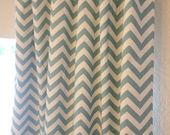 Village Blue Chevron Curtain Panels. 25 or 50 Inch Widths. 63, 84, 96 ...