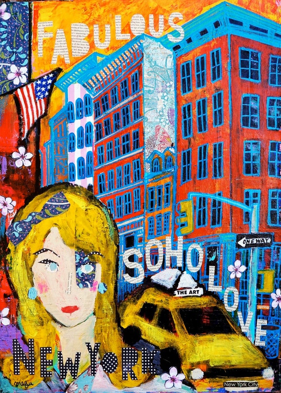 SOHO GIRL-Soho art-soho new york art-Soho home by pinkypilotsart