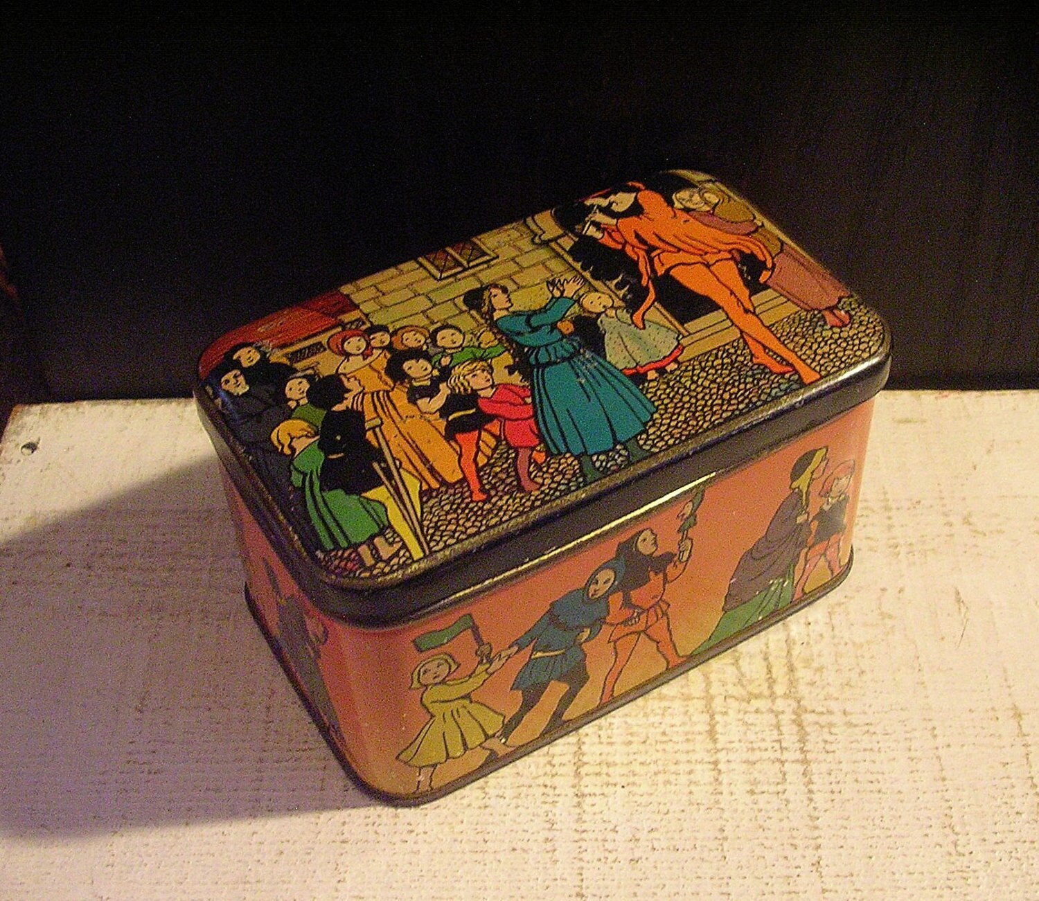 Nursery Rhyme Box, Pied Piper Art, Antique Tin Box, 1920s, Folk Fairy ...