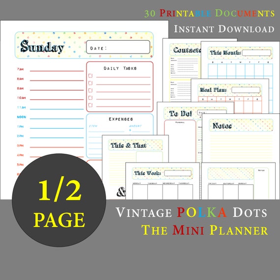 Items similar to US 1/2 PAGE - UNDATED Planner & Journal Refills ...