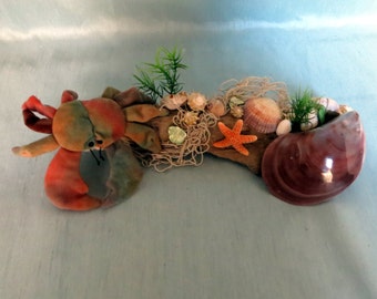 Beach decor crab on driftwood_beach housewares_driftwood decor_sea ...