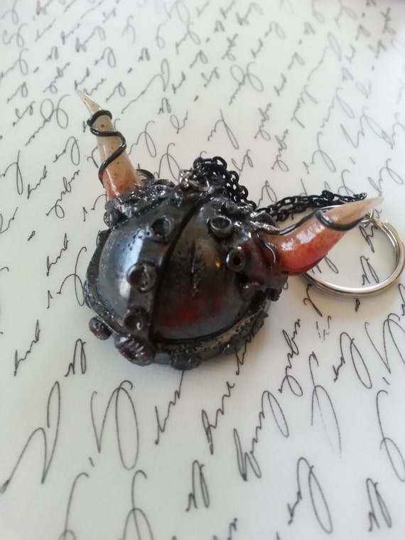Items similar to Polymer clay Viking helmet keychain on Etsy