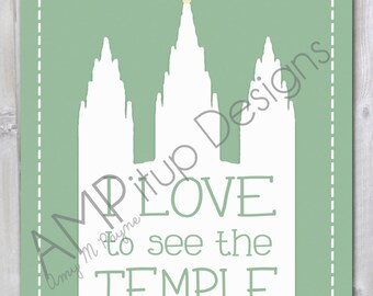 I Love to See the Temple Print Instant Download - green - Salt Lake ...