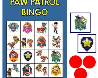 INSTANT DOWNLOAD Paw Patrol Digital Printable Birthday Party Bingo Game ...