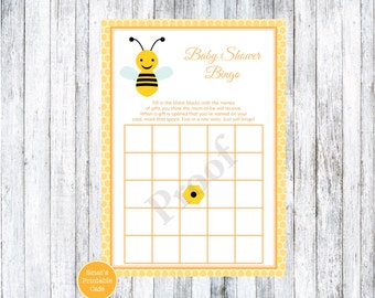 Bumblebee Bee with Honeycomb Baby Shower Bingo Game - PRINTABLE Bee ...