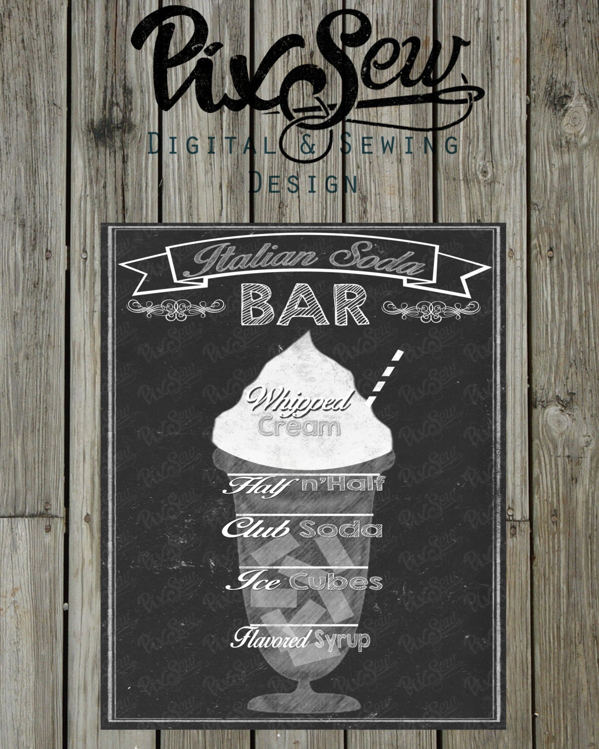 Chalkboard Italian Soda bar sign/picture 8x10 INSTANT DOWNLOAD