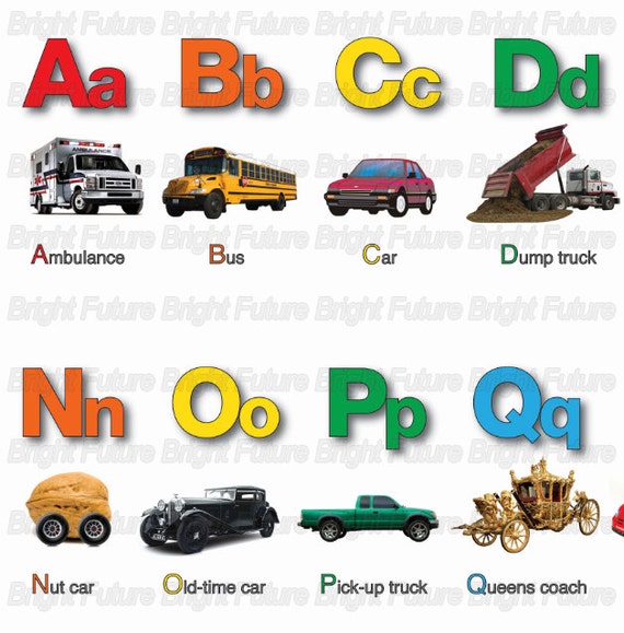 ABC's Vehicles Poster Download. Trucks Cars