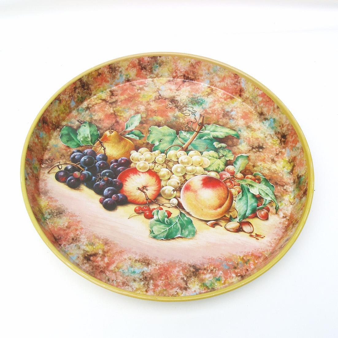 Vintage Serving Tray Daher Decorative Ware Tin Serving Platter Round ...