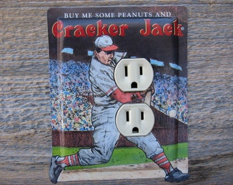 Baseball Decor Sports Man Cave Children's Outlet Cover Made From An Old ...