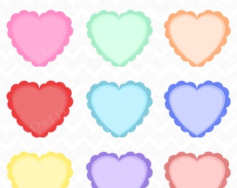 Scalloped Hearts Clip Art, Digital Scrapbooking, Instant Download ...