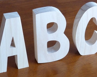 Free Standing Wooden Letter - Unfinished Solid Wood Letters - Alphabet