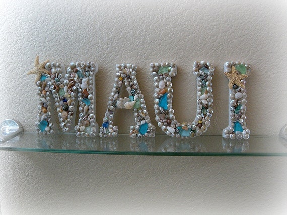 MAUI seashell letters by SuziesSeashellWorld on Etsy