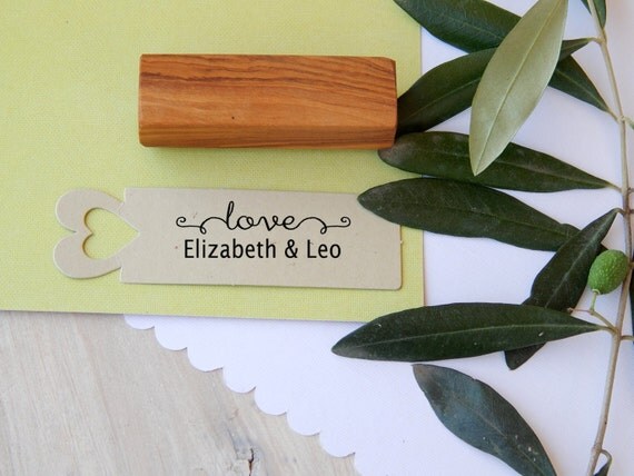 Custom Dual Font Love Olive Wood Stamp