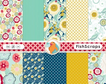 Patterned Papers Fanciful Notions Digital by FishScraps on Etsy