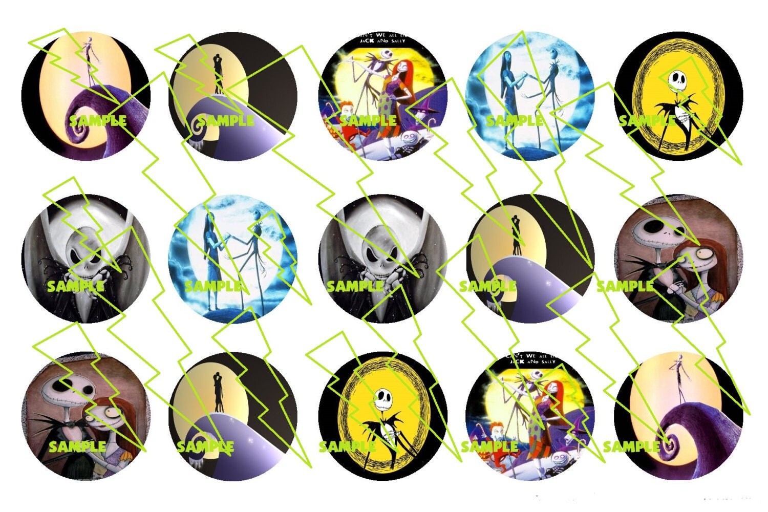 NIGHTMARE Before CHRISTMAS Digital Collage 1 inch Circle 4x6