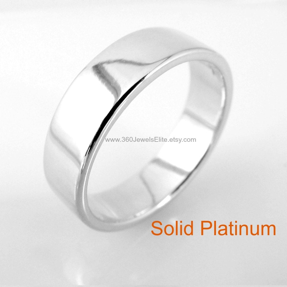 Solid Platinum Wedding Band 6mm band for men or by 360JewelsElite