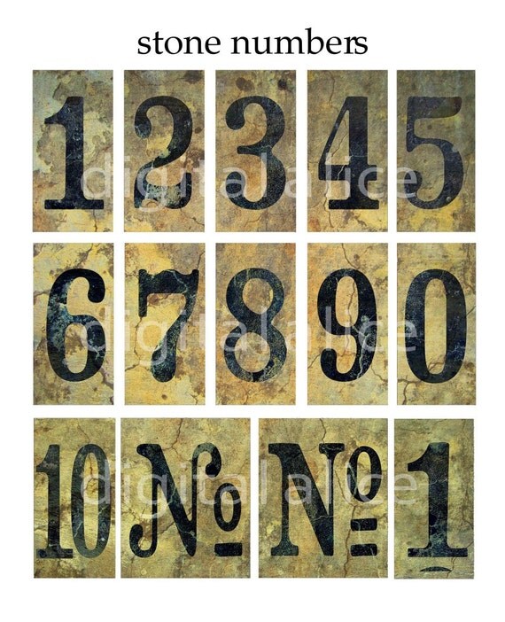 OLD STONE NUMBERS Cracked Stone Numbers Instant Download