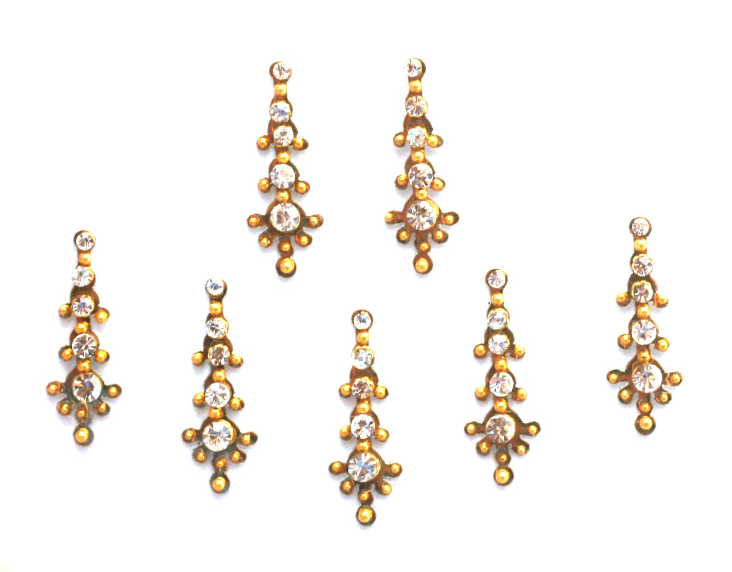 Gold Golden Long Bindi Bridal Set Indian Dots