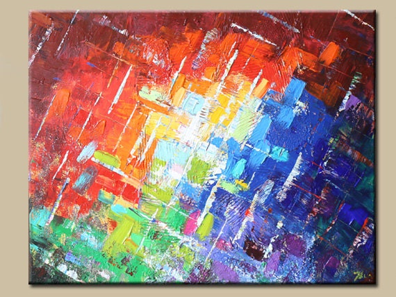 Colorful Abstract art red abstract painting modean Acrylic