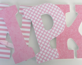 Baby Girl Custom Wooden Letters Pink Butterfly Decor Nursery