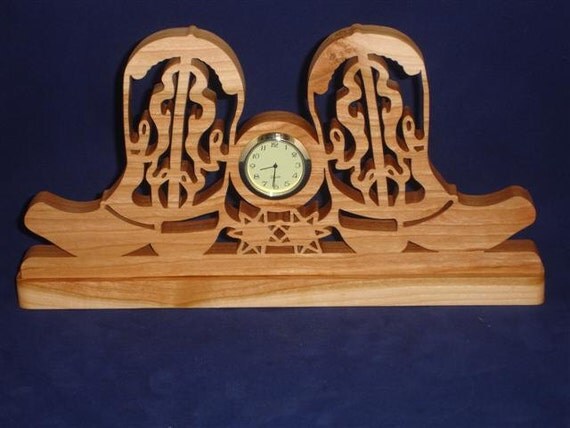 Cowboy Boot Desk Clock Western Time Piece Handmade by KevsKrafts