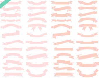 Ribbon Banner set clip art for digital scrapbooking labels