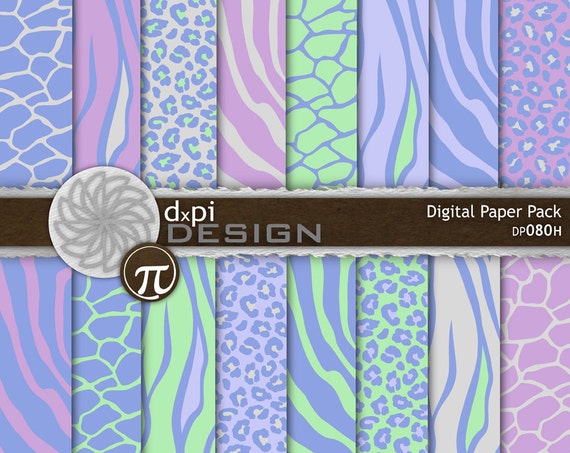 Spring Animal Print Digital Papers Printable Backgrounds in