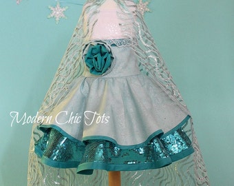 Elsa Frozen Dress-up Half Apron Costume with Cape